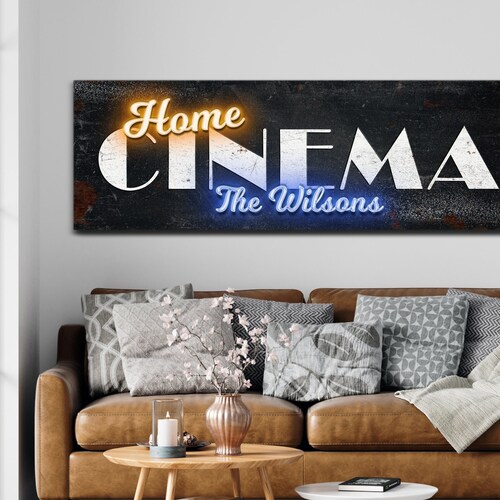 Custom Home Cinema Sign Family Theater Room Sign Vintage - Etsy