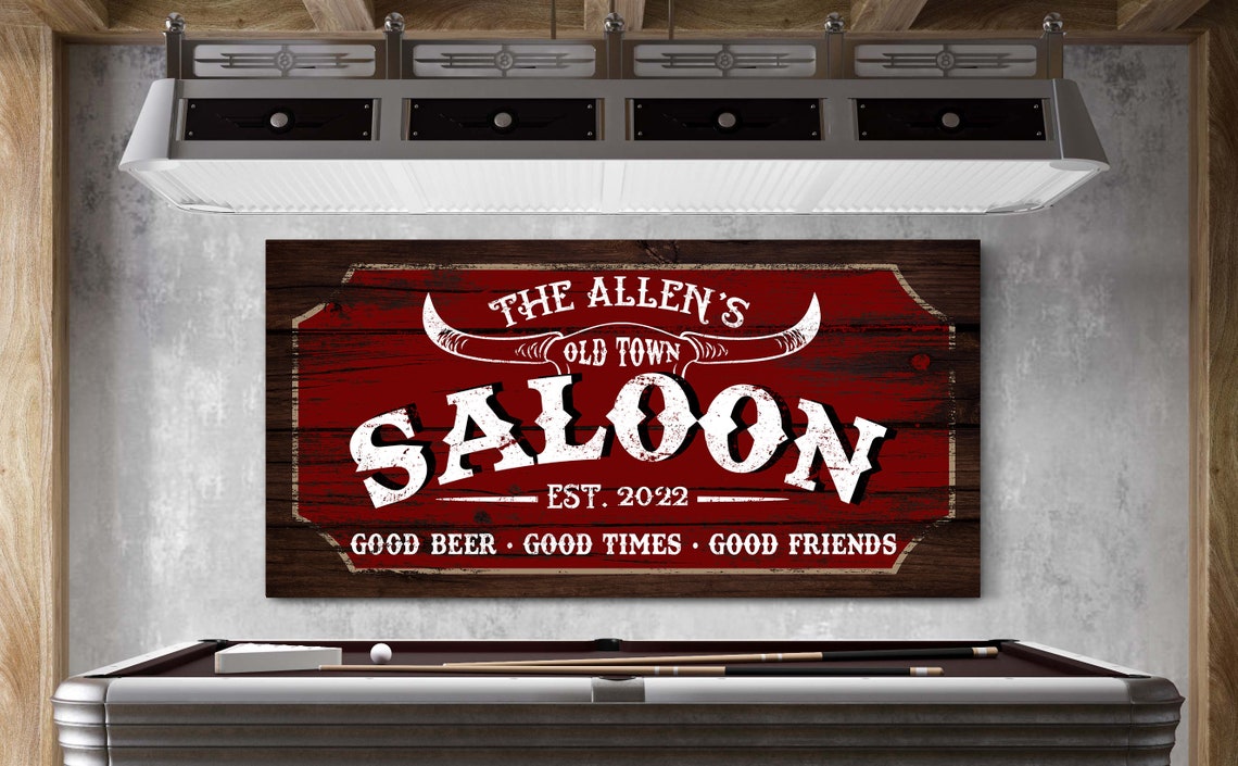 Personalized Saloon Sign Western Saloon Decor Old Town Bar | Etsy