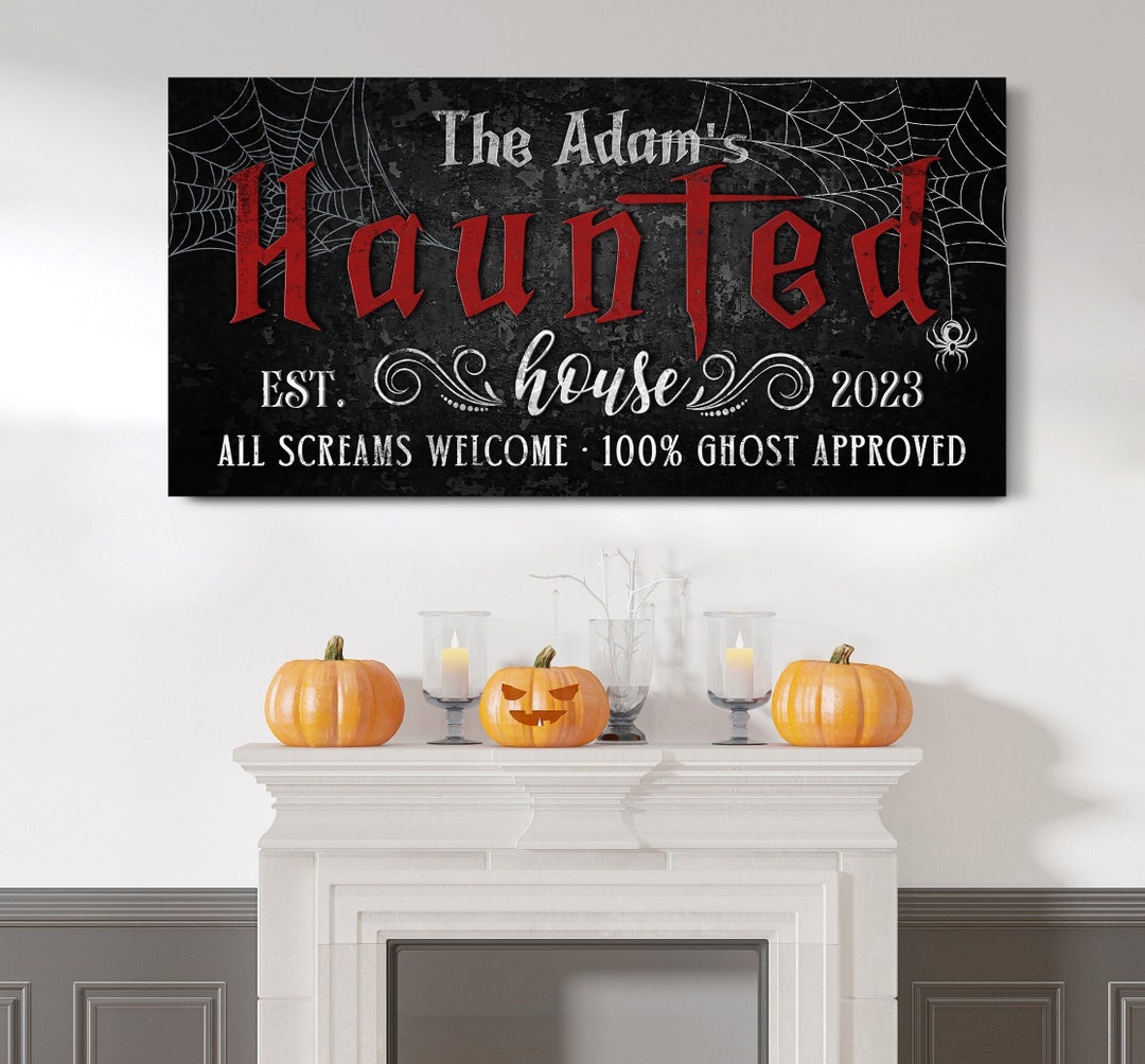 Personalized Haunted House Sign, Family Name Sign, Halloween Entryway ...