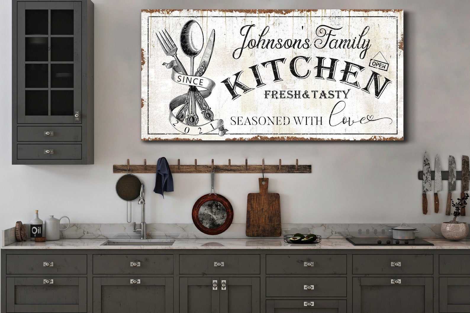 Personalized Kitchen Sign Family Kitchen Sign Rustic Kitchen - Etsy