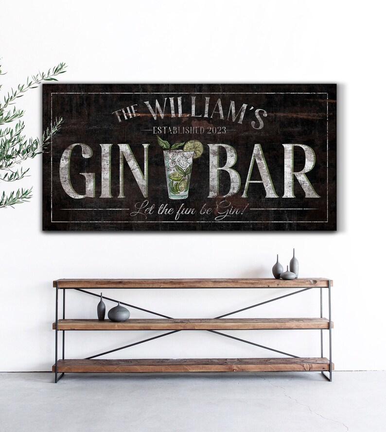Personalized Gin Bar Sign Custom Basement Bar Wall Art - Etsy