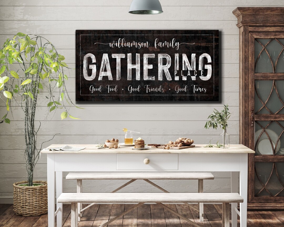 Personalized Gathering Place Sign, Family Room Gathering Wall Art ...