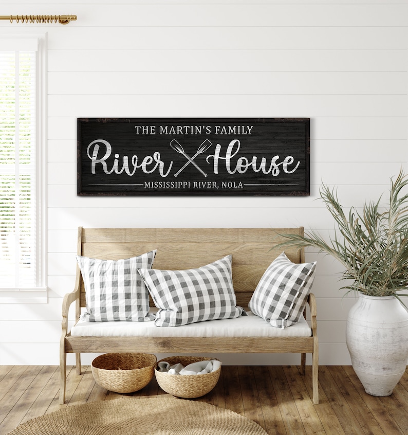 Personalized River House Sign Custom Family Name Wall Decor - Etsy