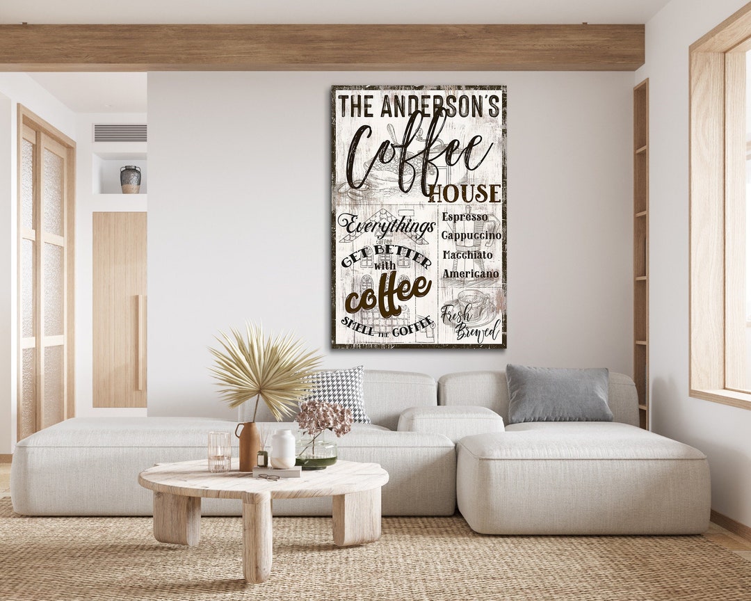 Personalized Coffee House Sign, Coffee Shop Sign, Cafe Decor, Freshly ...