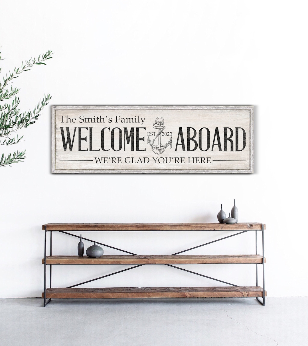 Custom Welcome Aboard Sign, Personalized Family Name Wall Art, Entryway ...