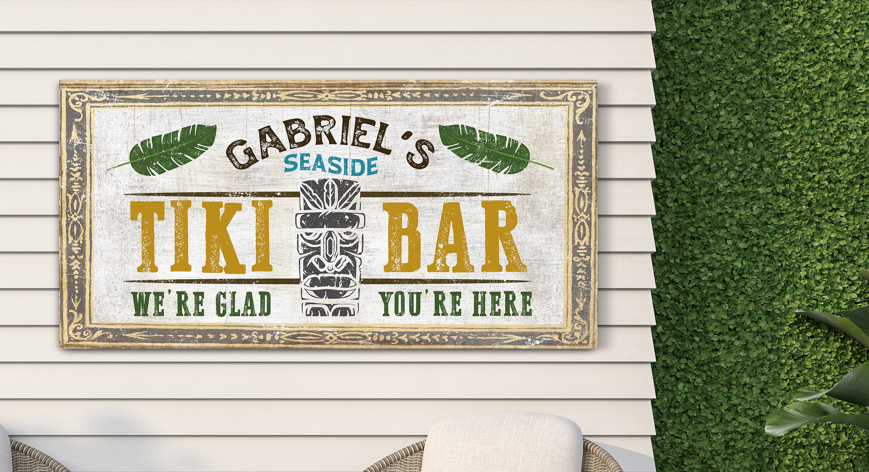 Personalized Tiki Bar Sign, Seaside Tiki Bar Sign, Backyard Patio Sign ...