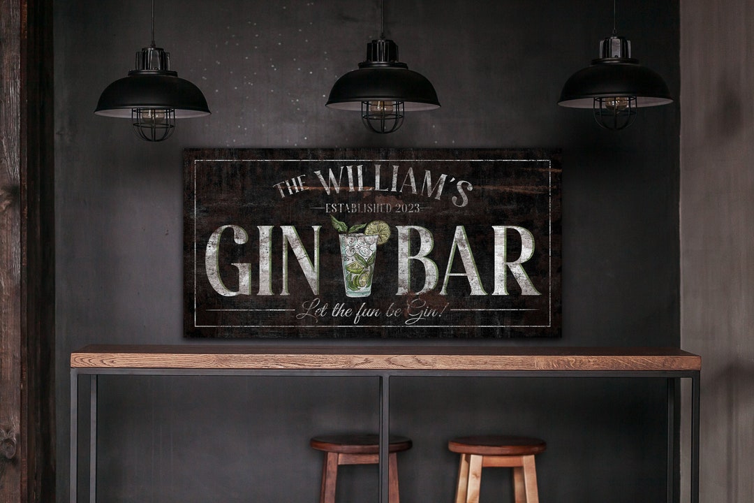 Personalized Gin Bar Sign Custom Basement Bar Wall Art - Etsy