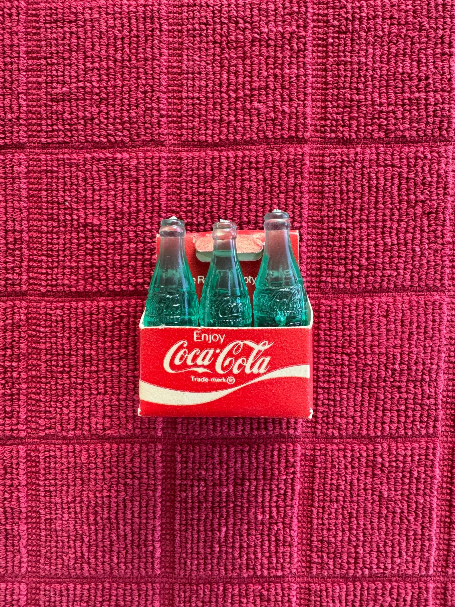 Vintage MINIATURE COCA COLA Six (6) Pack of Green Plastic Bottles in ...
