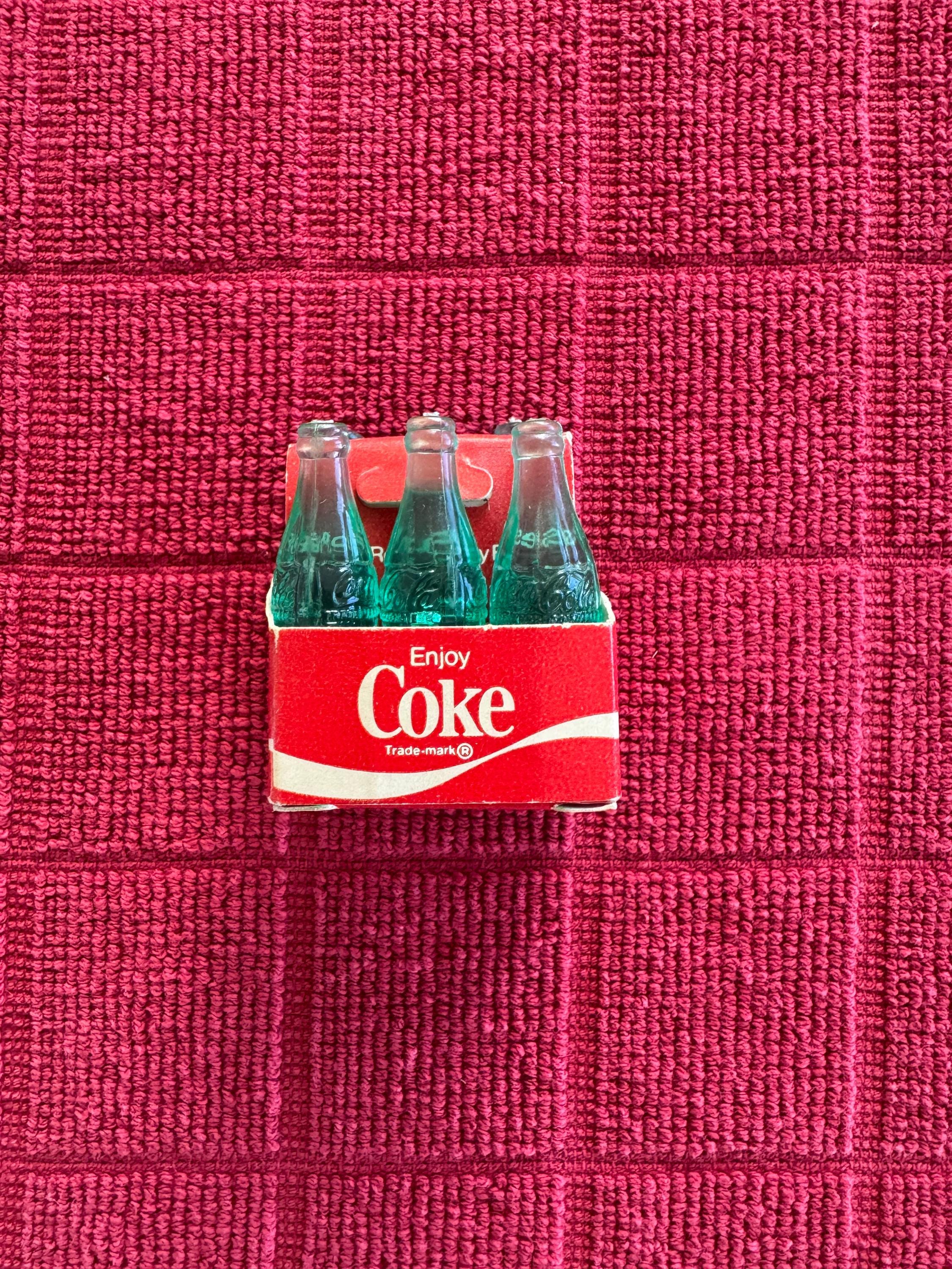 Vintage MINIATURE COCA COLA Six (6) Pack of Green Plastic Bottles in ...
