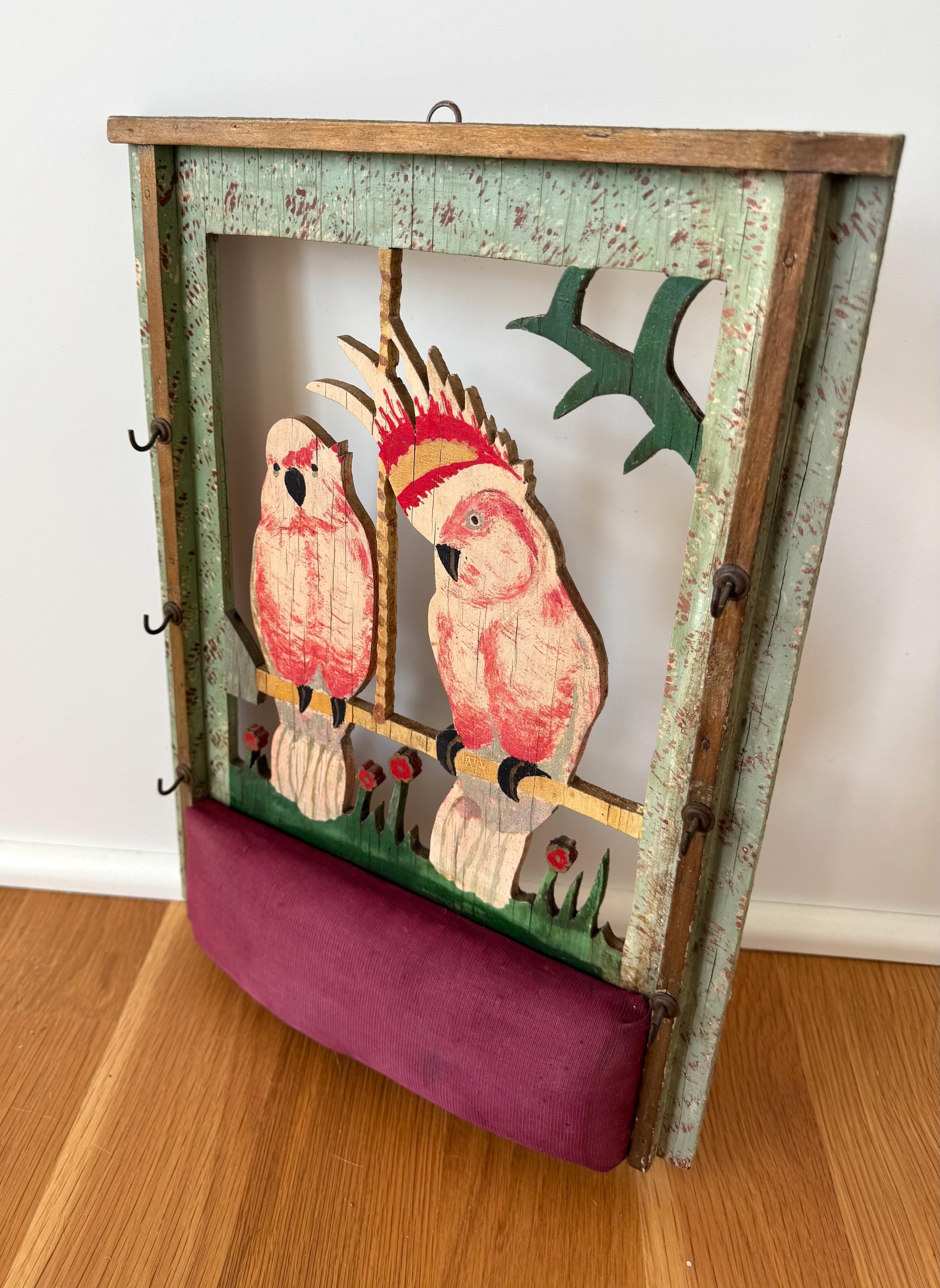 Vintage Cockatoo | Folk Art | Hand-cut and Painted | Tropical Bird ...