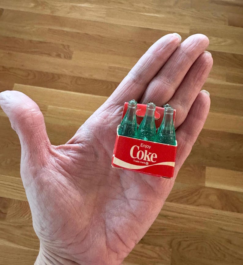 Vintage MINIATURE COCA COLA Six (6) Pack of Green Plastic Bottles in ...