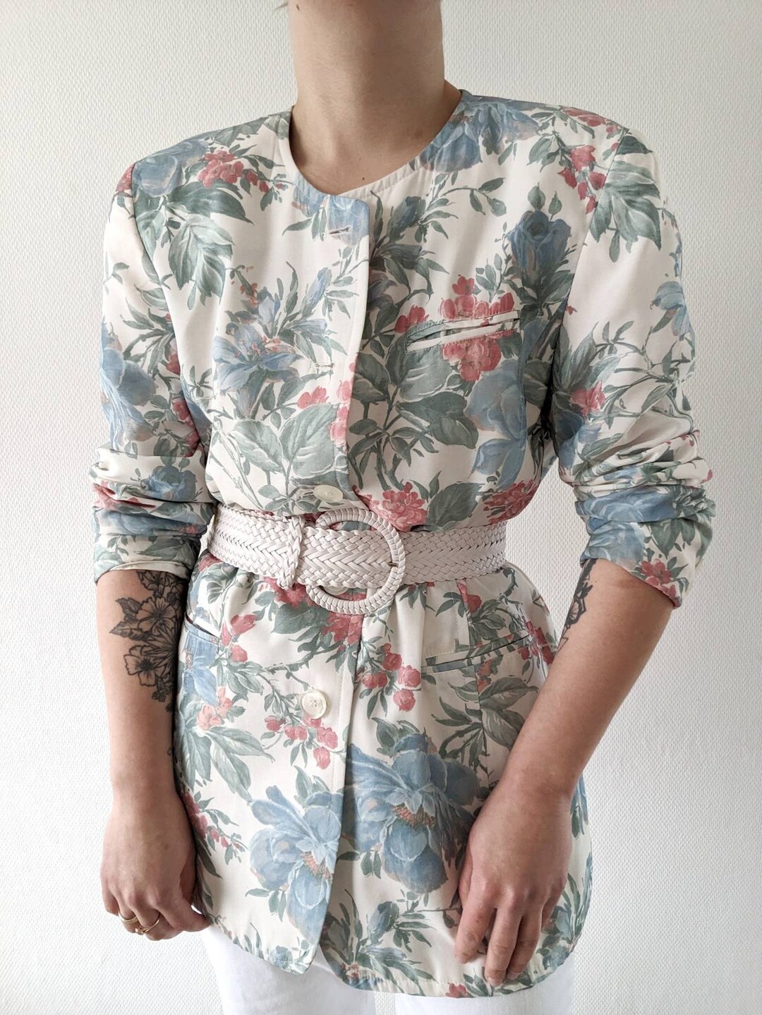 True Vintage Long Pastel Flower Print Blazer 80's 90's S M Cottagecore ...