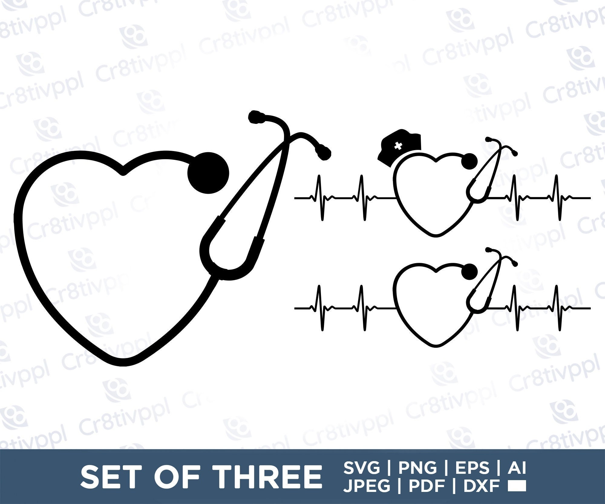 Estetoscopio cardíaco Vector / ráster SVG PNG Estetoscopio - Etsy España