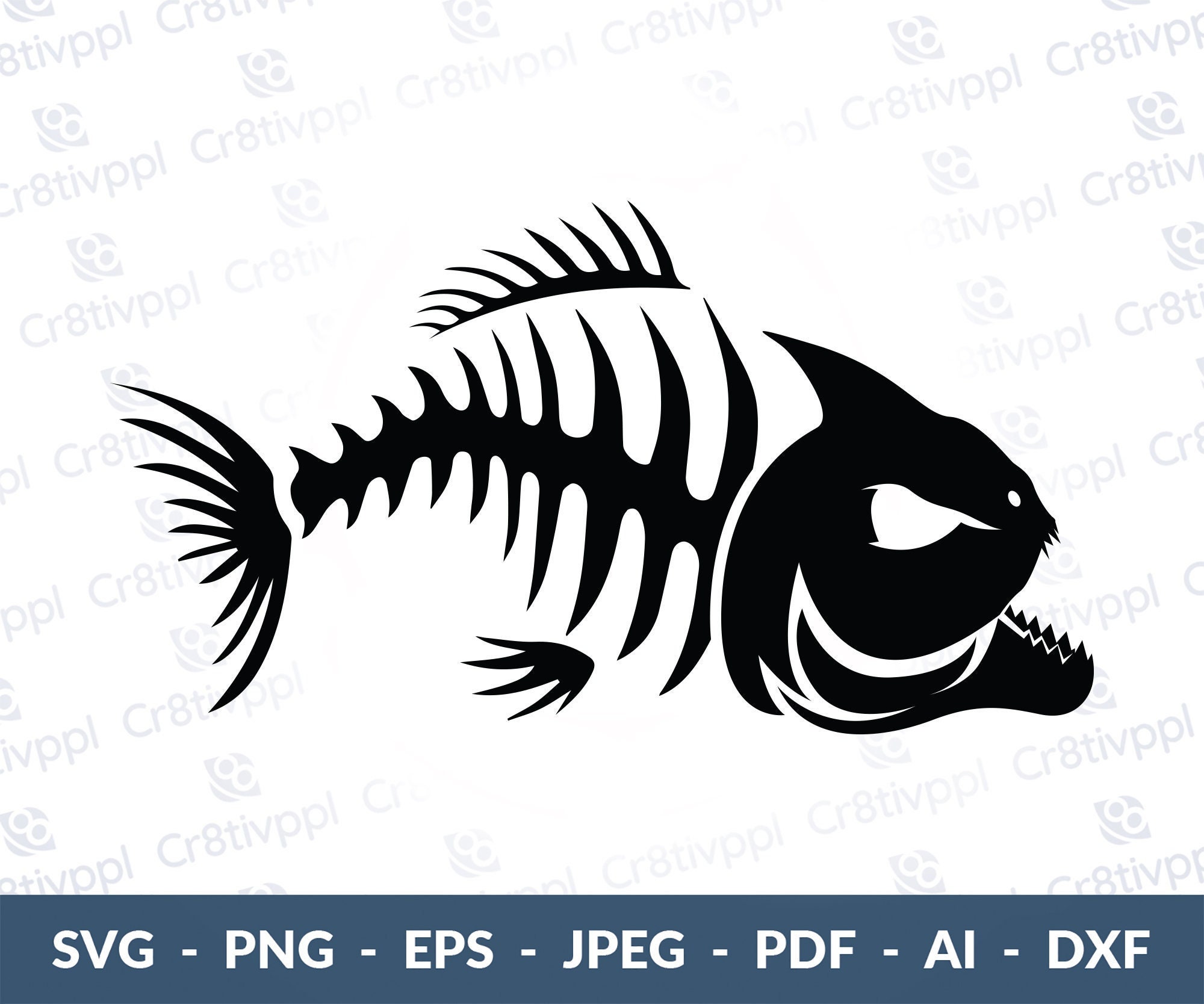 Fish Svg Piranha Svg Skeleton Fish Svg Fish Bone Svg - Etsy Hong Kong