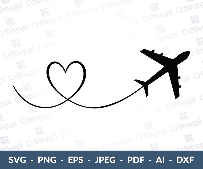 Airplane Svg Heart Svg Travel Svg Airplane Heart Svg - Etsy