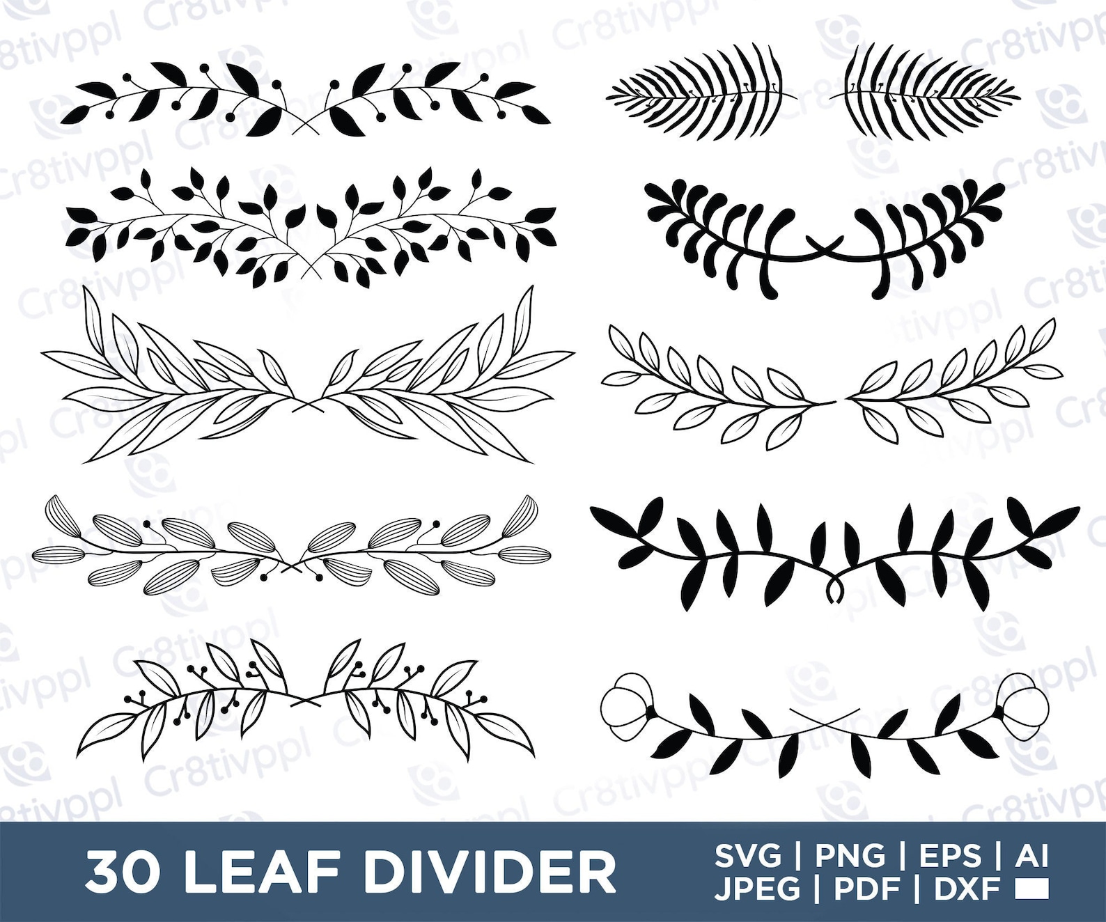 Leaf Divider SVG Greenery Vines Bundle SVG PNG Floral - Etsy