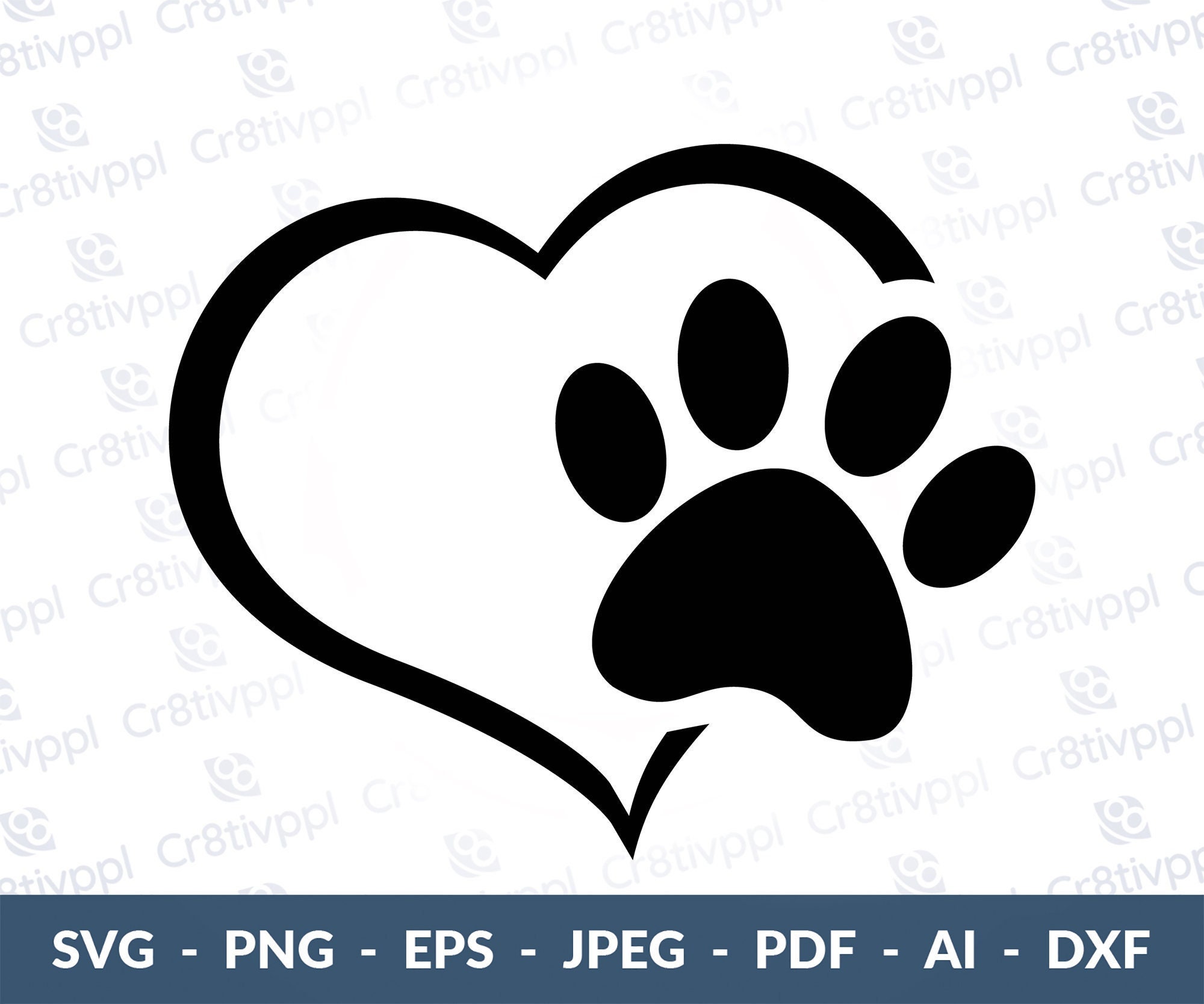Paw Print Heart Paw SVG Heart Svg Instant Download Svg - Etsy