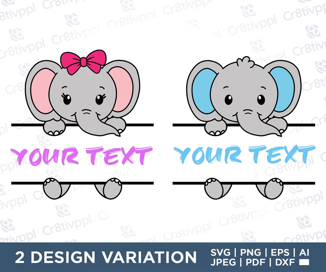 Baby Elephant Svg Elephant Monogram SVG Split Monogram Name - Etsy UK