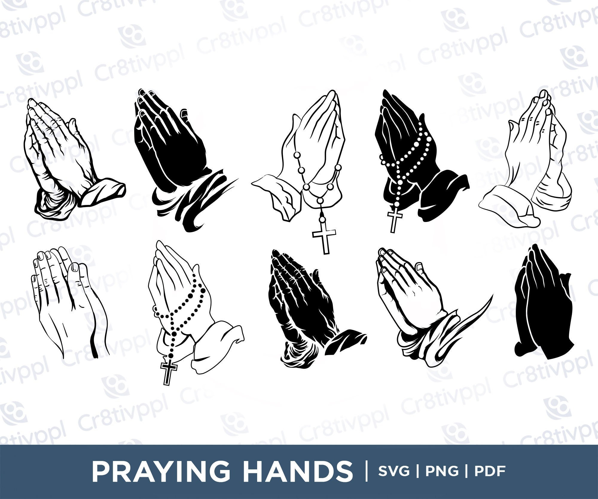 Praying Hands With Rosary Svg File Religious Catholic Svg Commercial