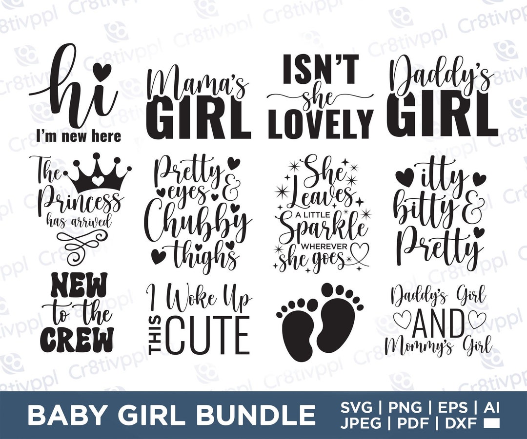 Baby Girl SVG Cute Baby Svg Baby Girl Bundle SVG PNG Files - Etsy