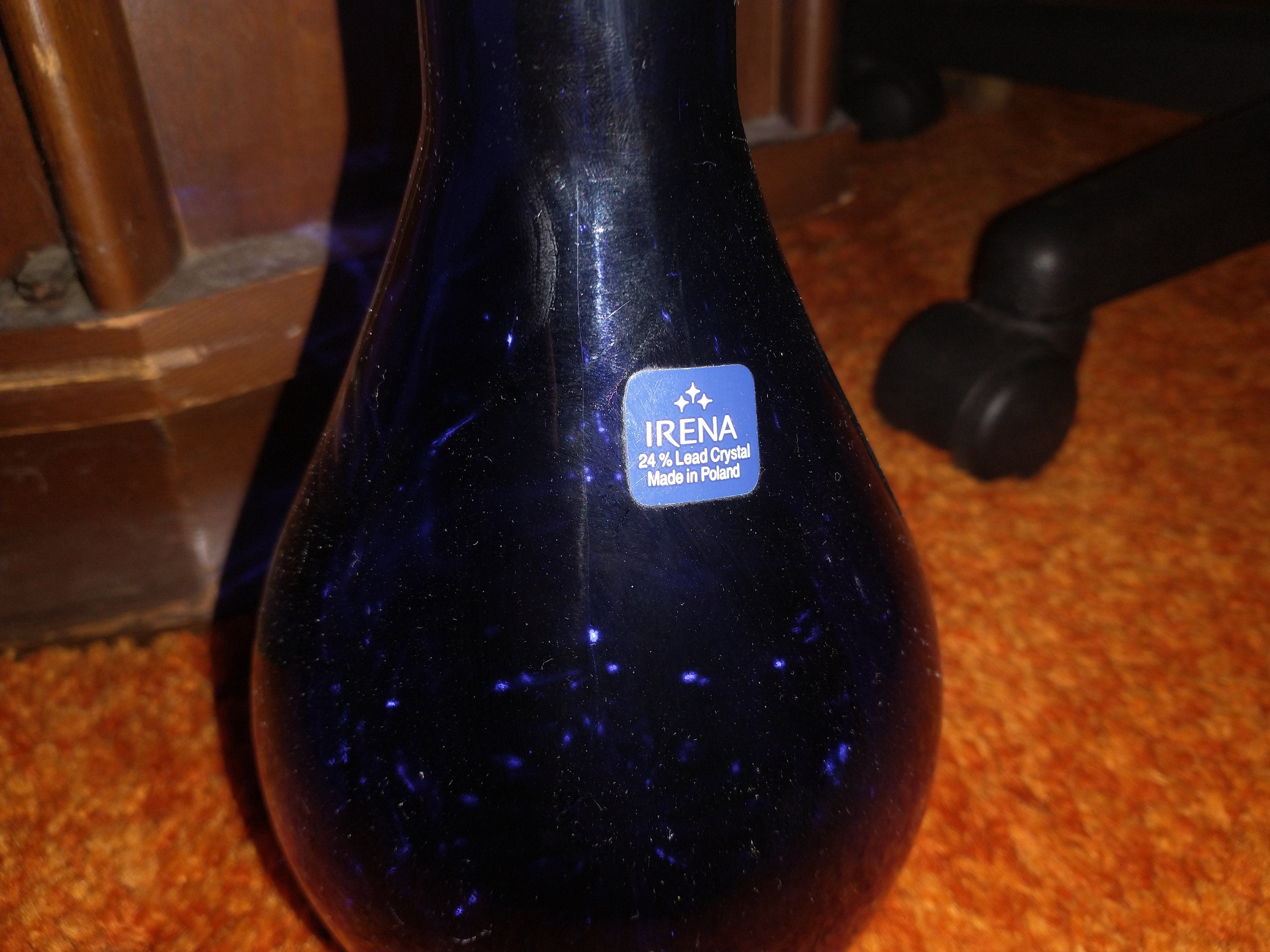 Antique 13 Inch Irena Blue Crystal Vintage Decanter. - Etsy