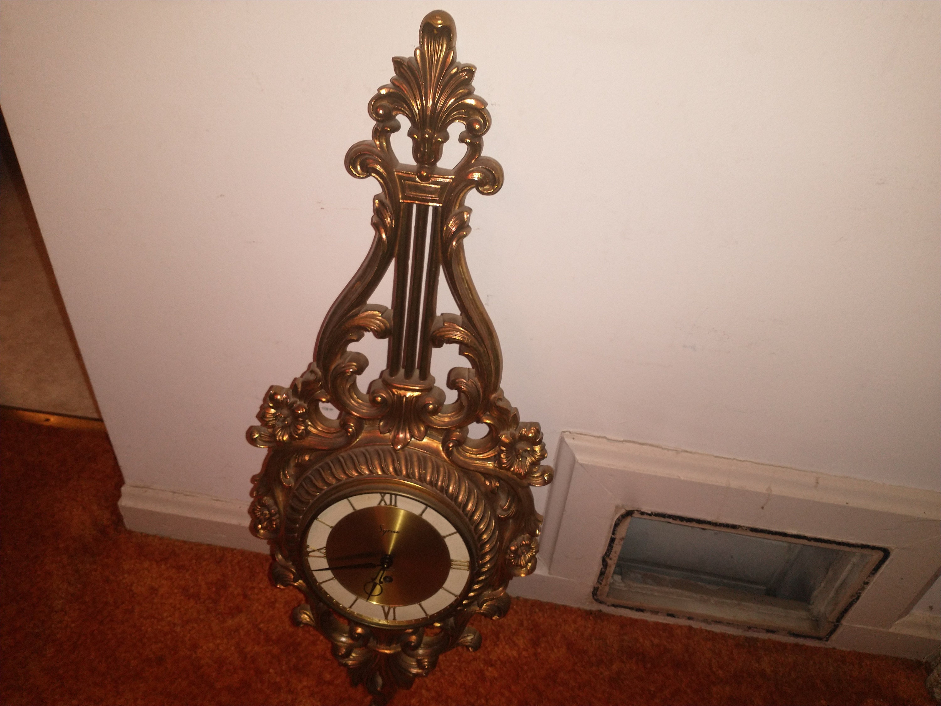 Antique Syroco Wood 8 Day Jeweled 27 Wall Clock. Clock Works Great ...