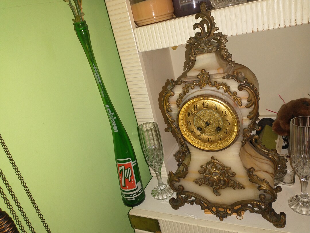 Antique Luxury 19" Hennegan and Bates Gilt Jewelers Baltimore Marble ...