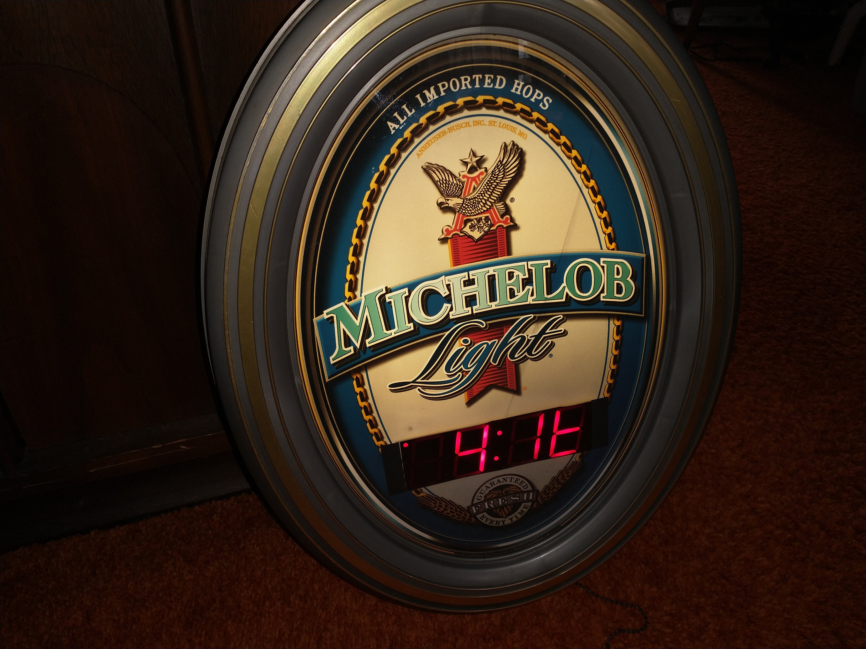 Antique Michelob Light Light up Bar Beer Sign/clock. 21"x14". Free ...