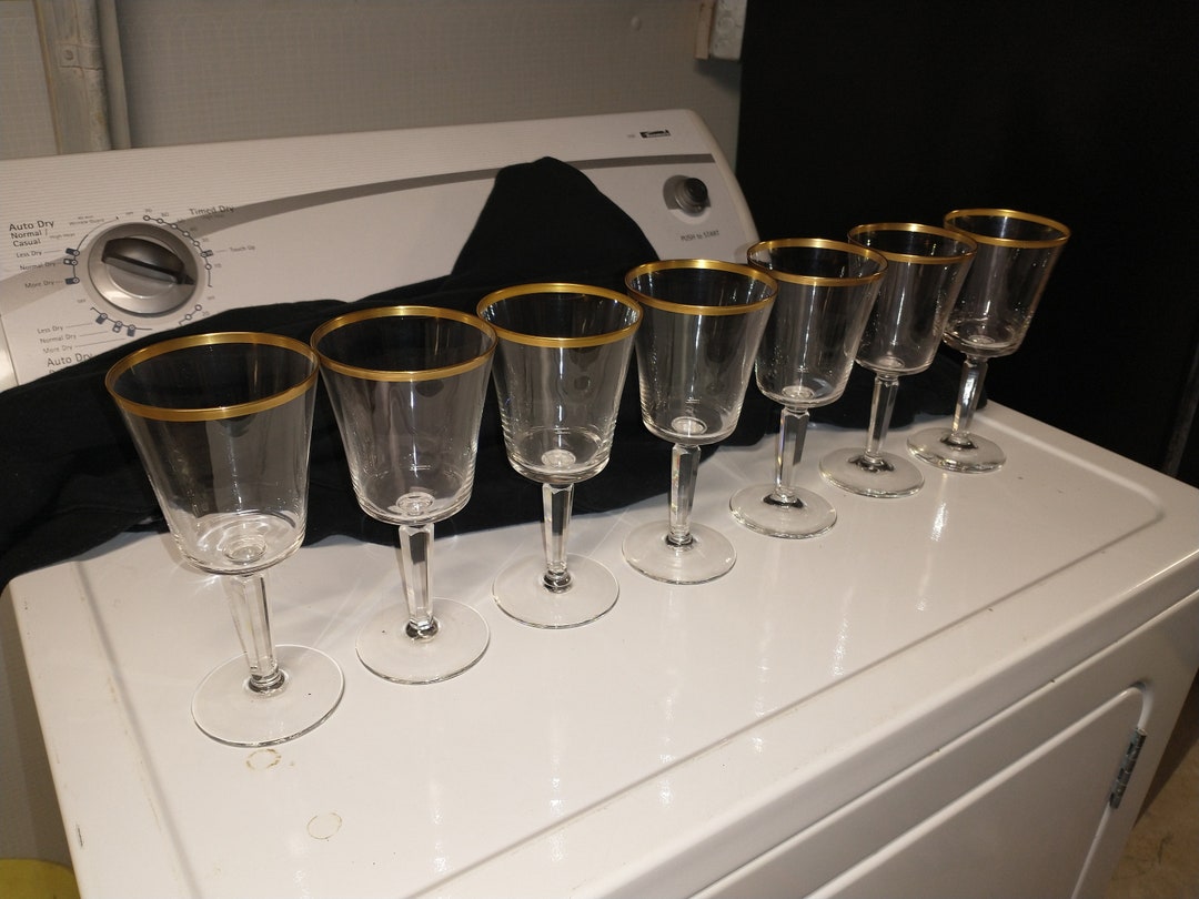 Set of 7 Antique Lenox Gold Rim Band Wine Glasses. Free Shipping in the ...