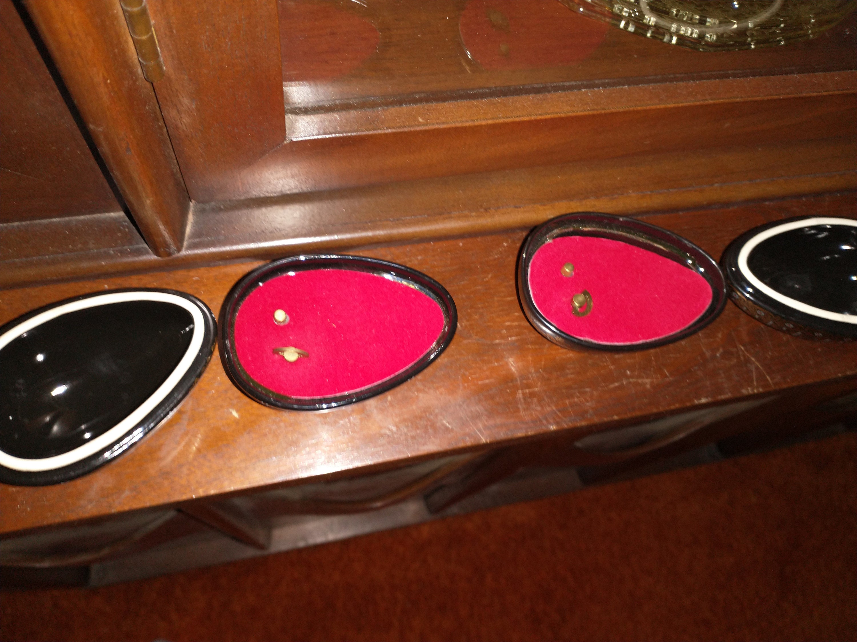2 Antique Authentic Russian Tianex Black Porcelain Music Box Eggs ...