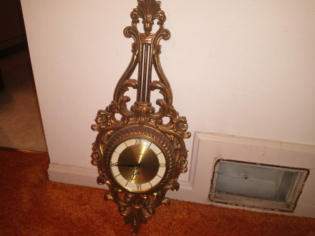 Antique Syroco Wood 8 Day Jeweled 27 Wall Clock. Clock Works Great ...