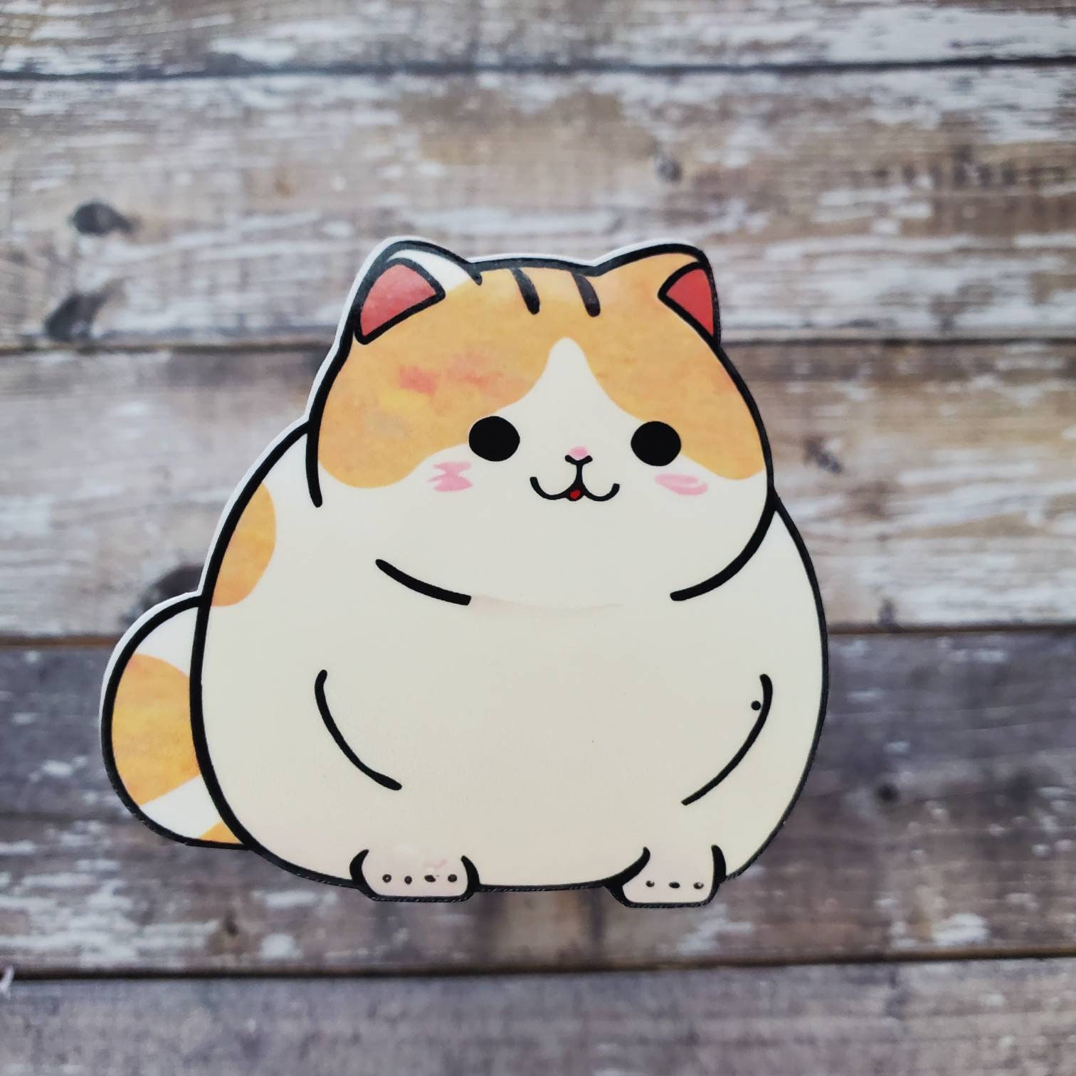 Cute Cat Sticker Fat Kawaii Style Kitty Fat Cat Decal - Etsy