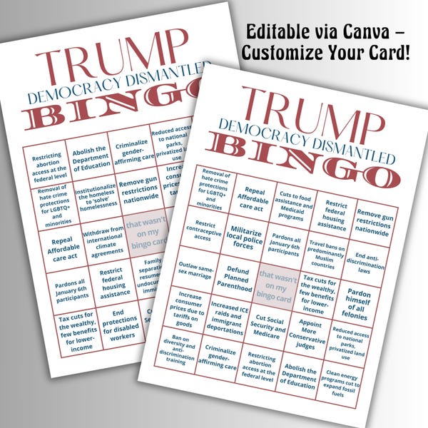 Trump Bingo Card - Etsy