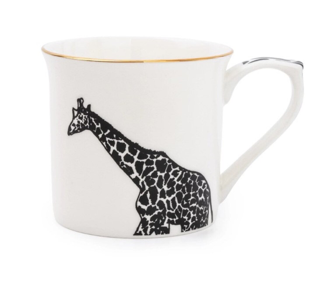 Bone China Giraffe Mug With Gold Rim - Etsy