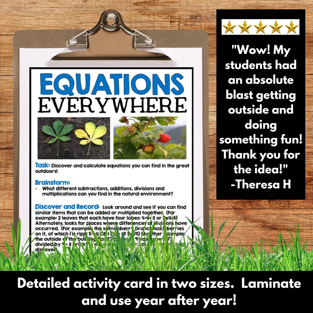 Spring Outdoor Math Activity – Equations Everywhere (printable) - Etsy