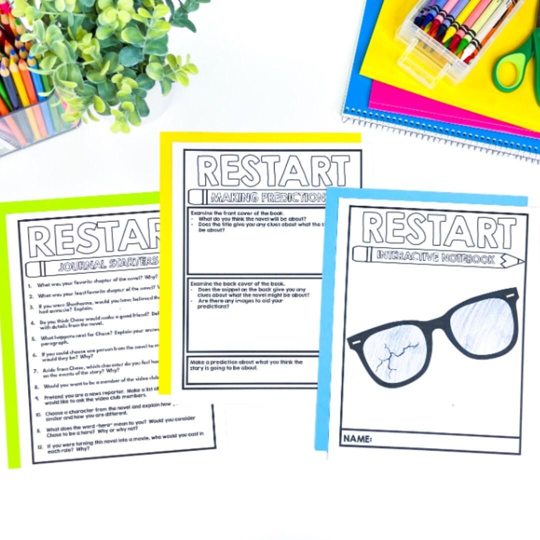 Restart Novel Study - Worksheets - Printables - Homeschool Curriculum ...