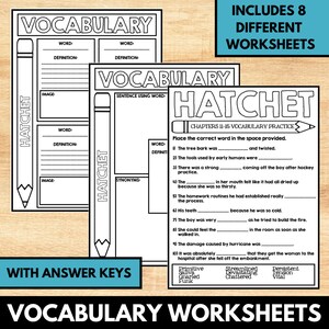 Hatchet Novel Study Comprehension Activities - Worksheets - Printables ...