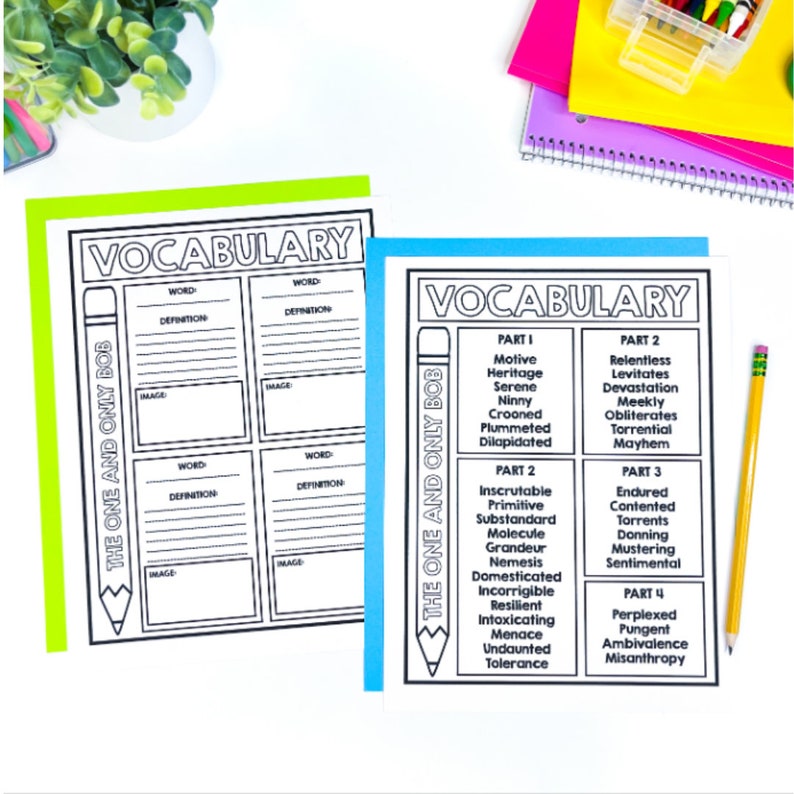 The One and Only Bob Novel Study - Worksheets - Printables - Homeschool ...