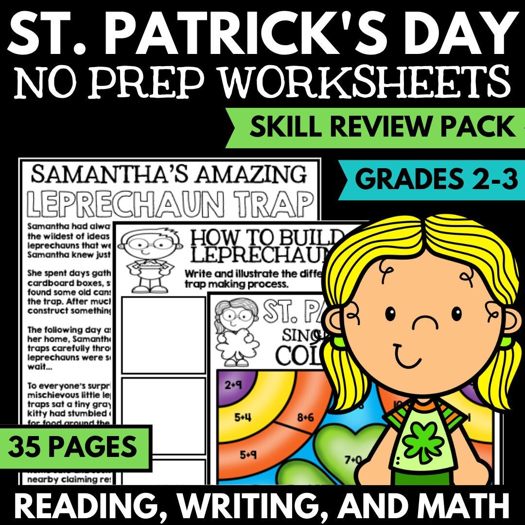 St. Patrick's Day Skill Review Worksheets – 2nd & 3rd Grade, Homeschool ...