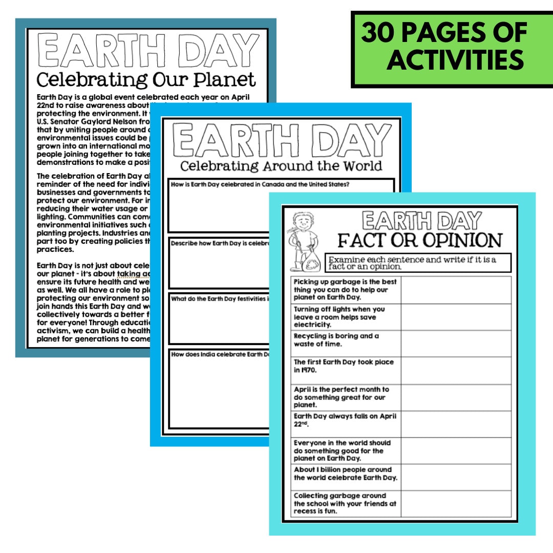 Earth Day Skill Review for 3rd Grade, 4th Grade, and 5th Grade - No ...