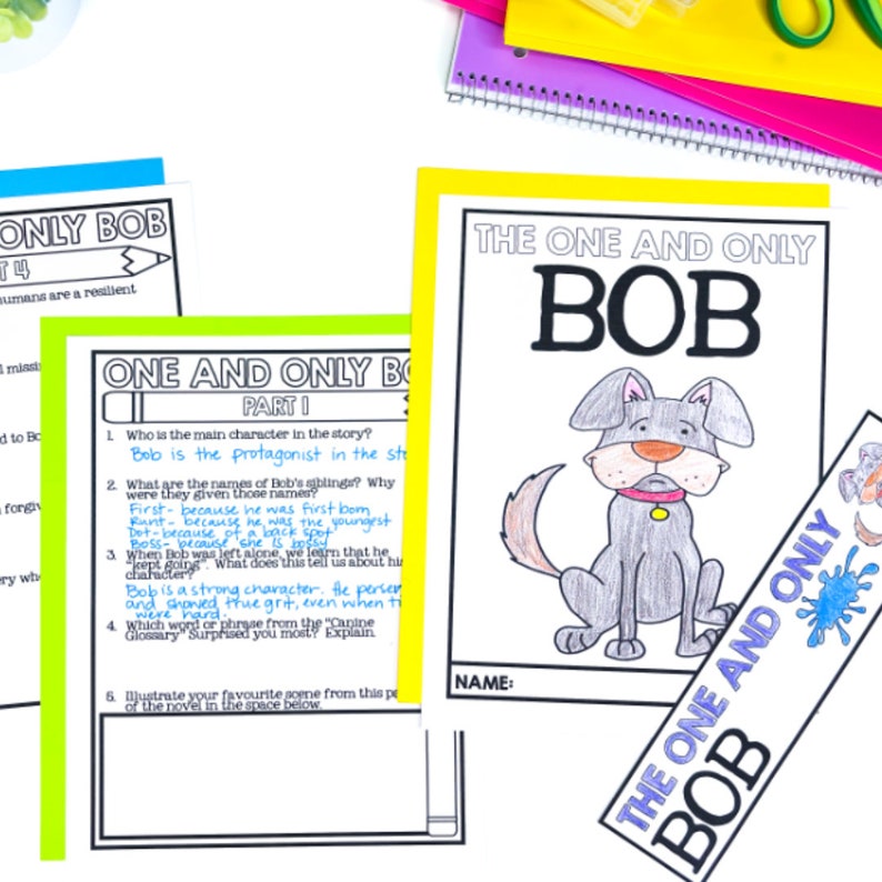 The One and Only Bob Novel Study - Worksheets - Printables - Homeschool ...