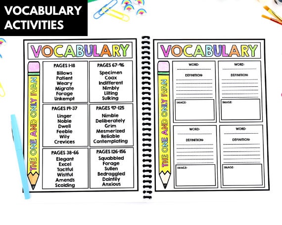The One and Only Ivan Novel Study With Questions, Vocabulary ...