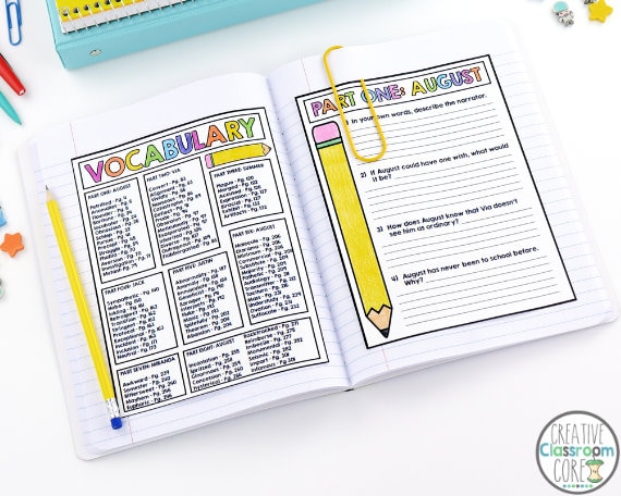 Wonder Novel Study Comprehension Activities - Worksheets - Printables ...