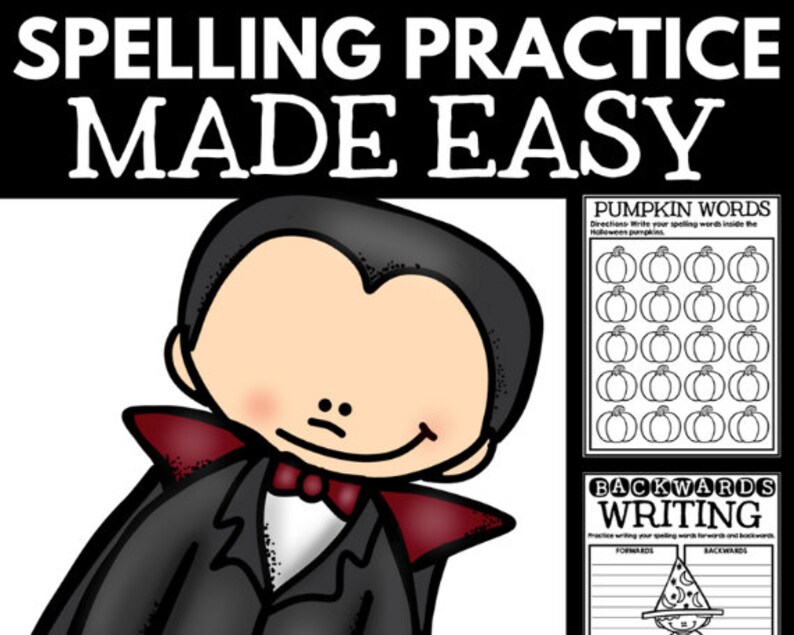 Halloween Spelling Practice Printables and Worksheets - Word Work for ...