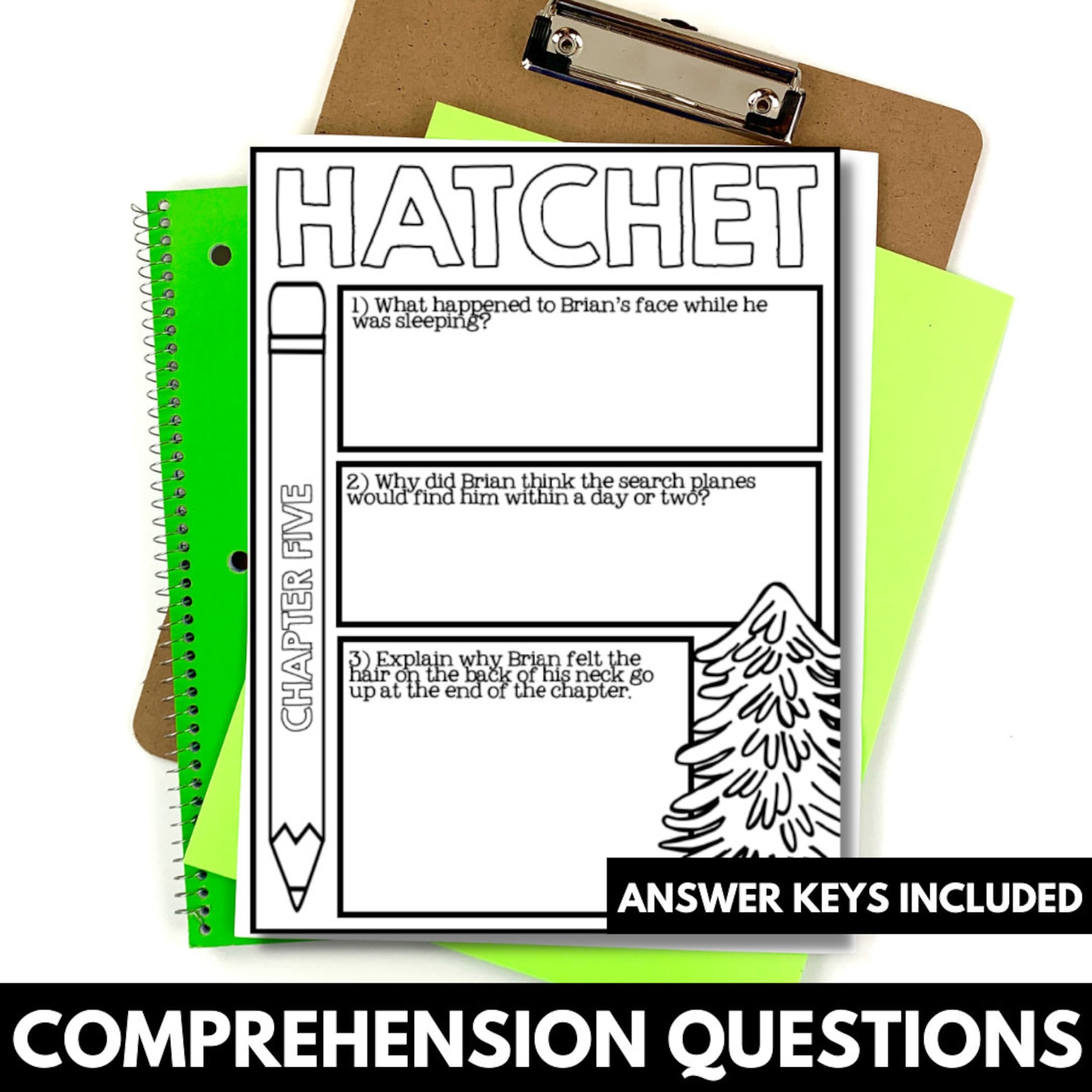 Hatchet Novel Study Comprehension Activities - Worksheets - Printables ...