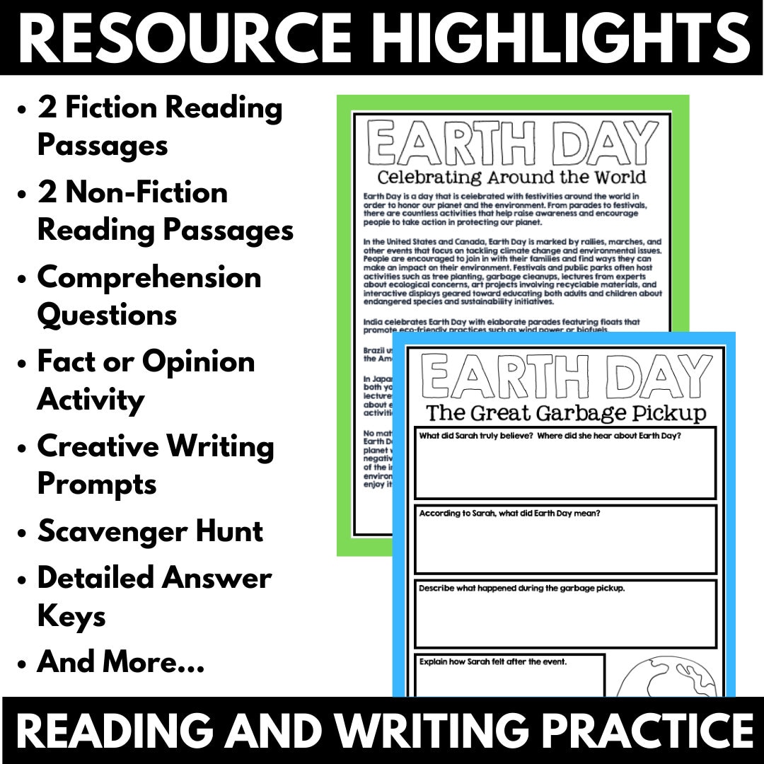 Earth Day Skill Review for 3rd Grade, 4th Grade, and 5th Grade - No ...