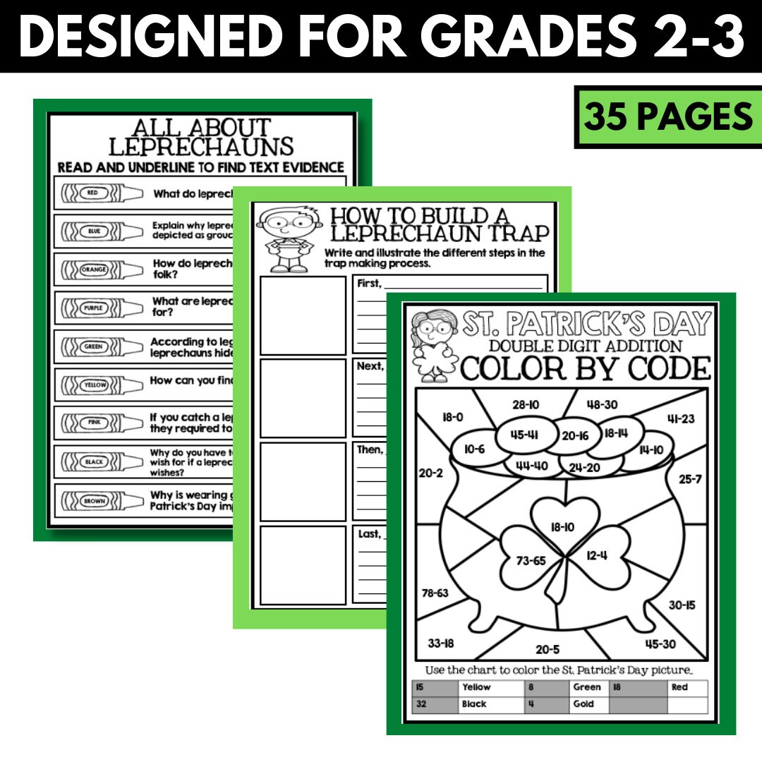 St. Patrick's Day Skill Review Worksheets – 2nd & 3rd Grade, Homeschool ...