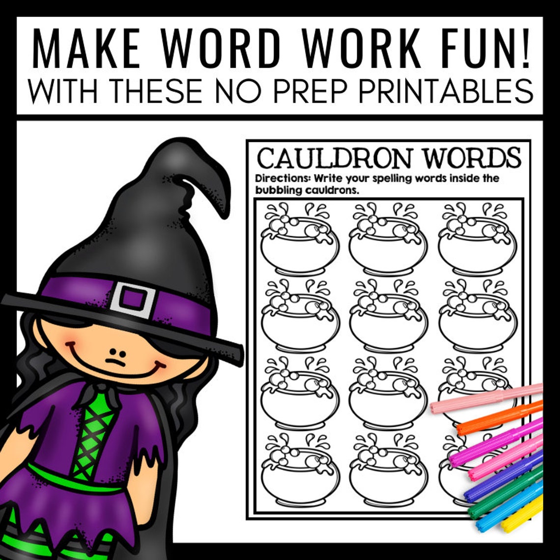 Halloween Spelling Practice Printables and Worksheets - Word Work for ...