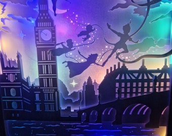 PETER PAN Papercut in Shadow Box Hand-cut Silhouette, Framed - Etsy