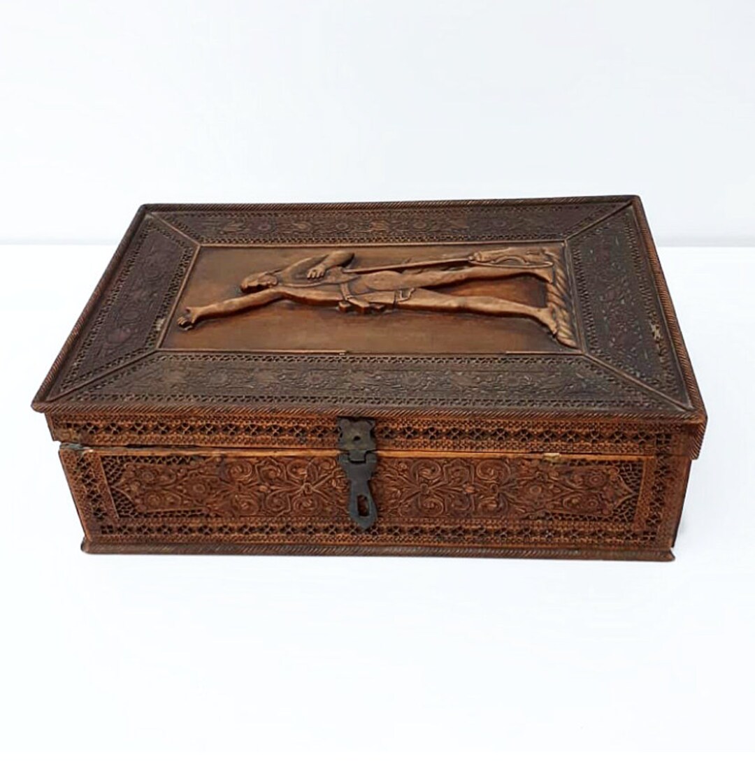 Antique Handcarved Wooden Box Human Figured Handmade Motifs - Etsy